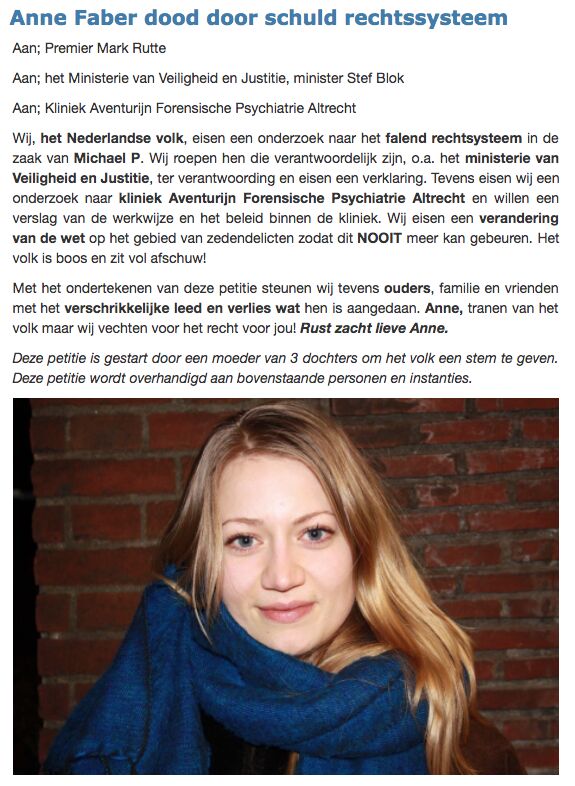 Moeder van drie dochters start petitie om dood Anne Faber